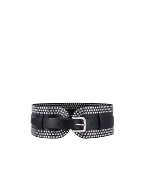 GOLDEN GOOSE Studded Leather Belt - Black