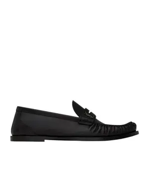 Saint Laurent Logo Plaque Slip-on Loafers - Black