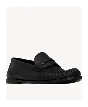 Saint Laurent Logo Plaque Slip-on Loafers - Black