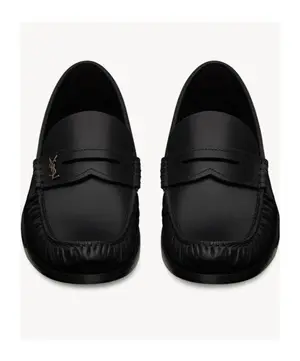 Saint Laurent Logo Plaque Slip-on Loafers - Black
