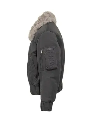 AMI Paris Faux Fur-trimmed Bomber Jacket