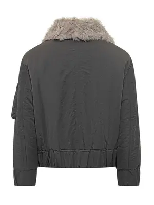 AMI Paris Faux Fur-trimmed Bomber Jacket