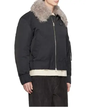 AMI Paris Faux Fur-trimmed Bomber Jacket