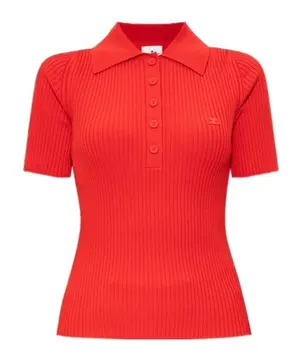 COURREGES Short Sleeve Knitted Polo Shirt