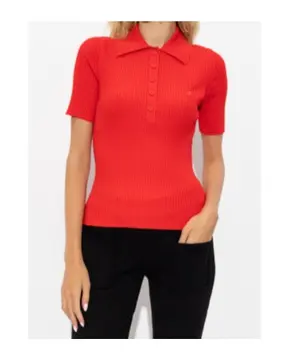 COURREGES Short Sleeve Knitted Polo Shirt