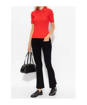 COURREGES Short Sleeve Knitted Polo Shirt