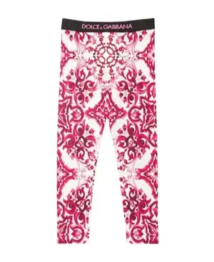 Dolce & Gabbana Majolica Printed Cotton Leggings - Pink