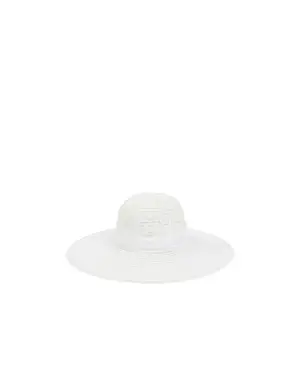 MAISON MICHEL Blanche Logo Plaque Sun Hat - White