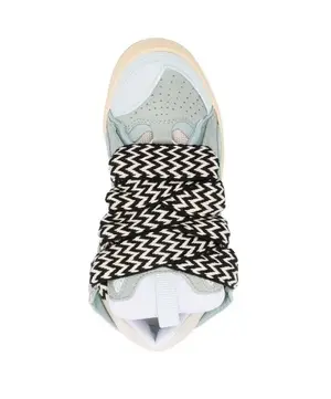 LANVIN Curb Round Toe Lace-up Sneakers - Gray