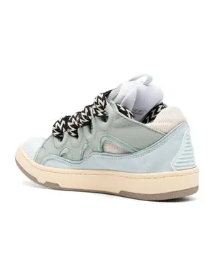 LANVIN Curb Round Toe Lace-up Sneakers - Gray
