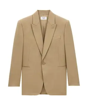 Saint Laurent Single-breasted Peak Lapel Jacket - Beige
