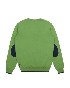 Emporio Armani V-neck Pullover With Ribbed Hem And Elbow Patches