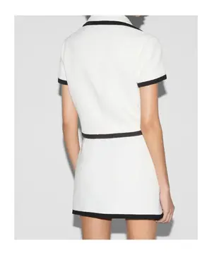 Gucci Short-sleeved Tweed Jacket With Black Trim