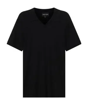 Giorgio Armani Stretch Short-sleeved Jersey Polo Shirt - Black