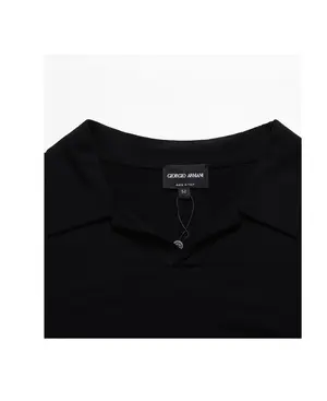 Giorgio Armani Stretch Short-sleeved Jersey Polo Shirt - Black