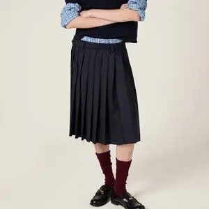 Miu Miu Pleated Batavia Midi Skirt