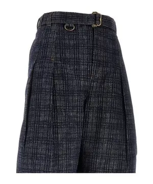 Burberry Wide-leg Checked Belted Trousers