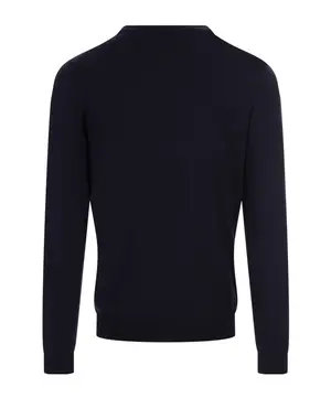 Fedeli Long-sleeved Sweater With Round Neck And Ribbed Details - Black