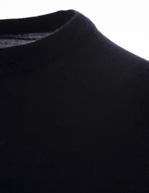 Fedeli Long-sleeved Sweater With Round Neck And Ribbed Details - Black