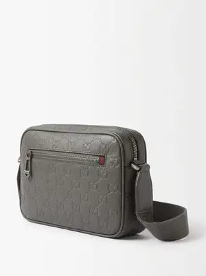 Gucci Gg Emblem Embossed Crossbody Bag - Grey
