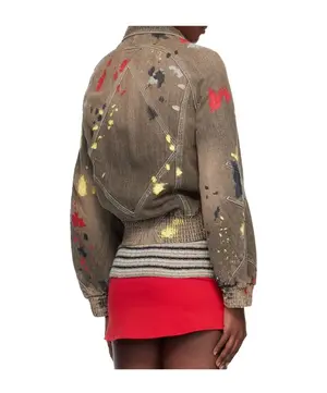 KIKO KOSTADINOV Cropped Denim Jacket With Hand-painted Details