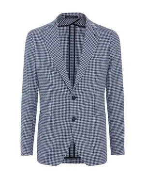 Tagliatore Checked Blazer With Notch Lapel - Blue