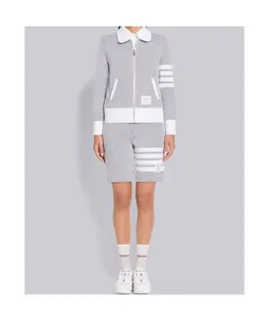 Thom Browne Zip-fastening Seersucker Jacket With Signature Stripes