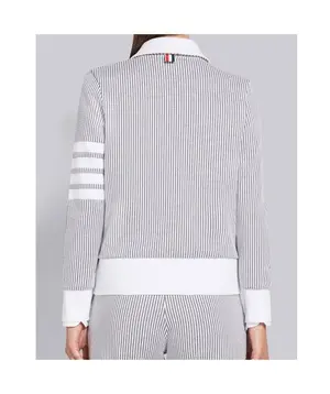 Thom Browne Zip-fastening Seersucker Jacket With Signature Stripes