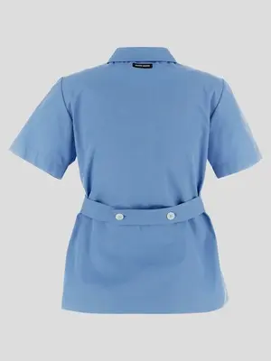 Miu Miu Poplin Short-sleeve Shirt With Classic Collar