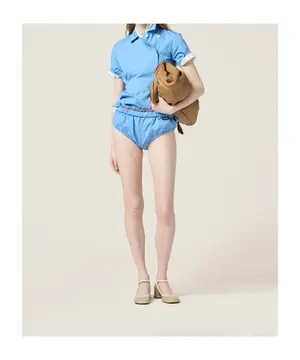 Miu Miu Poplin Short-sleeve Shirt With Classic Collar