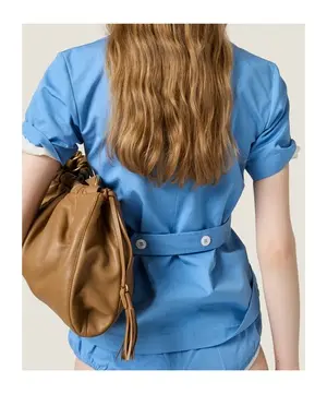Miu Miu Poplin Short-sleeve Shirt With Classic Collar