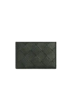 Bottega Veneta Intrecciato Logo Detailed Card Case - Dark Green