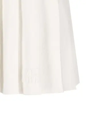 Miu Miu Pleated Mini Skirt With Embroidered Logo - White