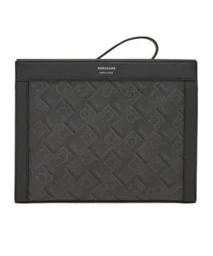 FERRAGAMO Monogram Pouch - Black/gray