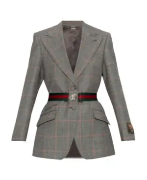 Gucci Checked Tailored Jacket With Striped Belt