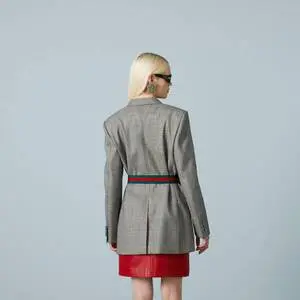 Gucci Checked Tailored Jacket With Striped Belt
