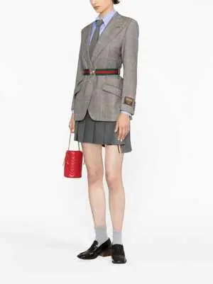 Gucci Checked Tailored Jacket With Striped Belt