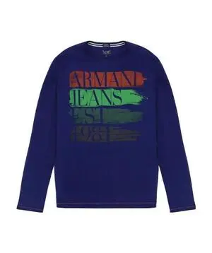 Emporio Armani T-shirt With Round Neck And Long Sleeves - Blue