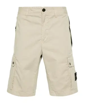 Stone Island Cargo Knee-length Shorts With Button Detailed Pockets - Sand-colored