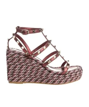 Valentino Garavani 95mm Studded Wedge Sandals - Red