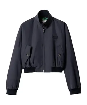 Miu Miu Cropped Zip-up Jacket With Embroidered Logo