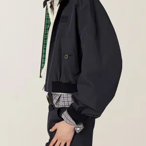 Miu Miu Cropped Zip-up Jacket With Embroidered Logo