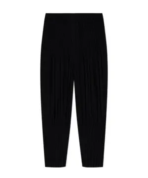 Issey Miyake Homme Plissé Cropped Pleated Trousers - Black