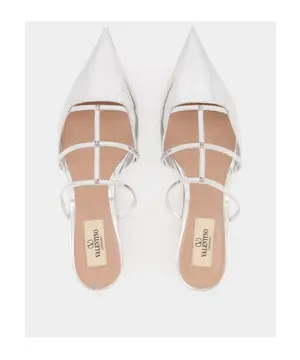 Valentino Garavani Rockstud Pointed Toe Mules - Silver