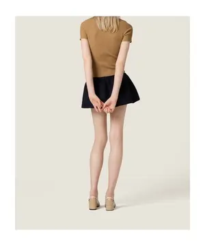 Miu Miu Short-sleeved Ribbed Polo Shirt With Zip Closure