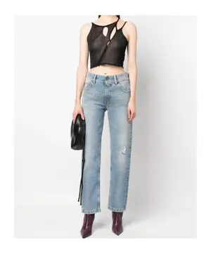 Palm Angels Mid-rise Distressed Straight Jeans