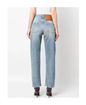 Palm Angels Mid-rise Distressed Straight Jeans
