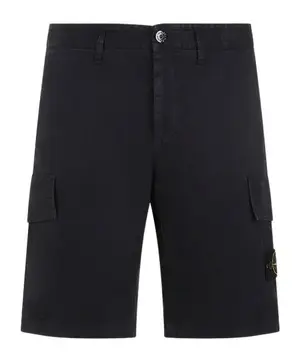 Stone Island Compass Badge Knee-length Cargo Shorts - Blue