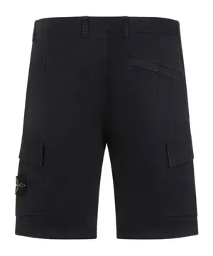 Stone Island Compass Badge Knee-length Cargo Shorts - Blue