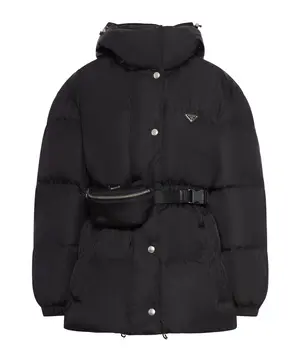 Prada Belted Hooded Down Jacket